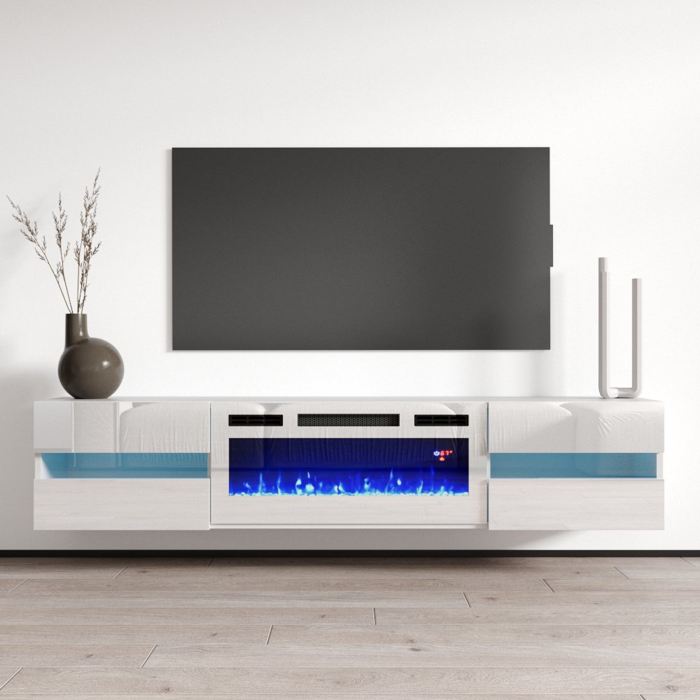Orren Ellis Rameesa TV Stand for TVs up to 78" with Electric Fireplace Included & Reviews | Wayfair